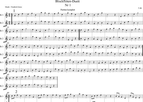 Blockflöten-Duett Nr. 2 - Friedrich Gross | Noten zum Download