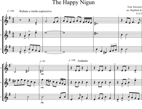 Klezmer - The Happy Nigun (for S A T B) - Unbekannt Anonymus | Noten ...