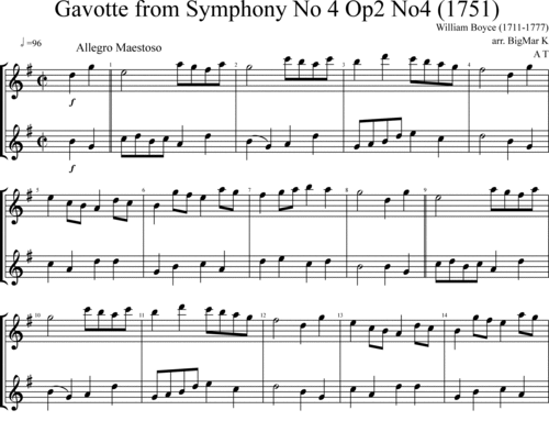 Gavotte from Symphony No 4 (for S A T B) (Op 2 No 4) - William Boyce ...
