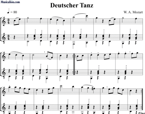 Deutscher Tanz(bearb. von Othmar Endelweber) - Wolfgang Amadeus Mozart | Noten zum Download