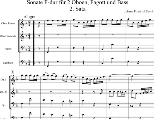 Sonata in F-major for 2 oboes, bassoon (viola) and bass - 1st movement ...