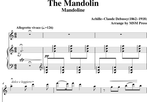The Mandolin - in A flat Major (for Voice and Piano) - Claude Debussy ...