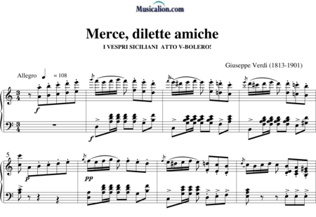 Merce, dilette amiche - Giuseppe Verdi | Sheet music to download