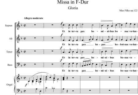 Missa in F major, Gloria (organ version) (op. 122) - Max Filke | Sheet ...