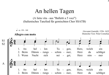 An hellen Tagen (Italienisches Tanzlied) - Giovanni Giacomo Gastoldi | Noten zum Download