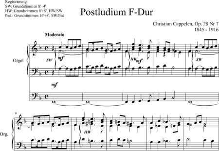 Postlude F-major (Op. 28 No. 7) - Christian Cappelen | Sheet music to ...