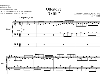 Offertoire "O filii" (Op. 49 Nr 2) - Felix Alexandre Guilmant | Noten ...