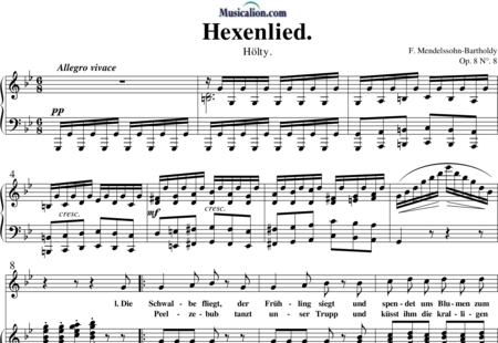 Hexenlied (Op. 8 No. 8) - Felix Mendelssohn Bartholdy | Sheet music to ...
