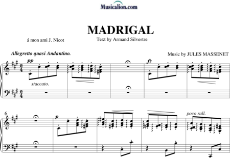 Madrigal - Jules Massenet | Partituras con muestra de audio
